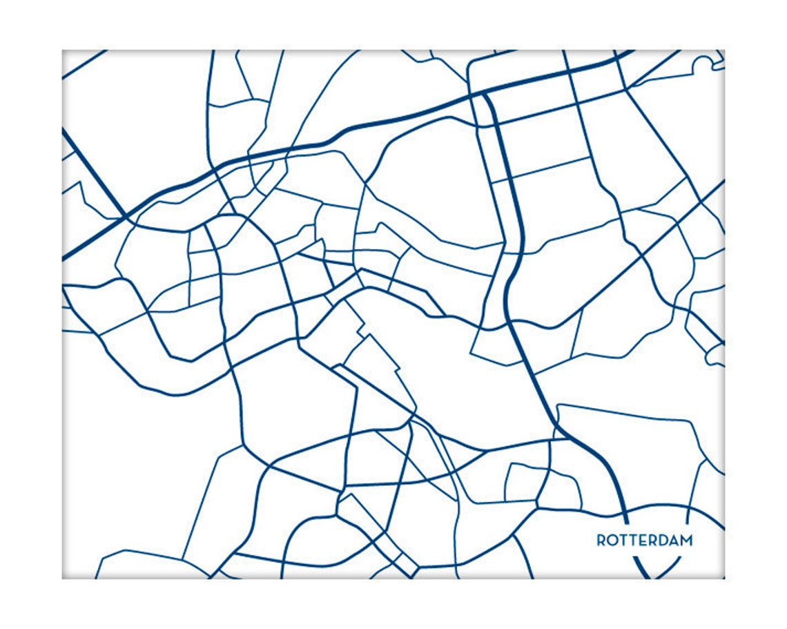 Rotterdam City Map Wall Art / Netherlands Abstract Art Print / 8x10 ...