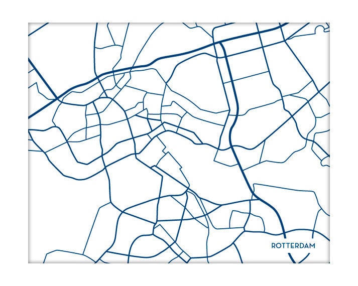 Rotterdam City Map Wall Art / Netherlands Abstract Art Print / 8x10 ...