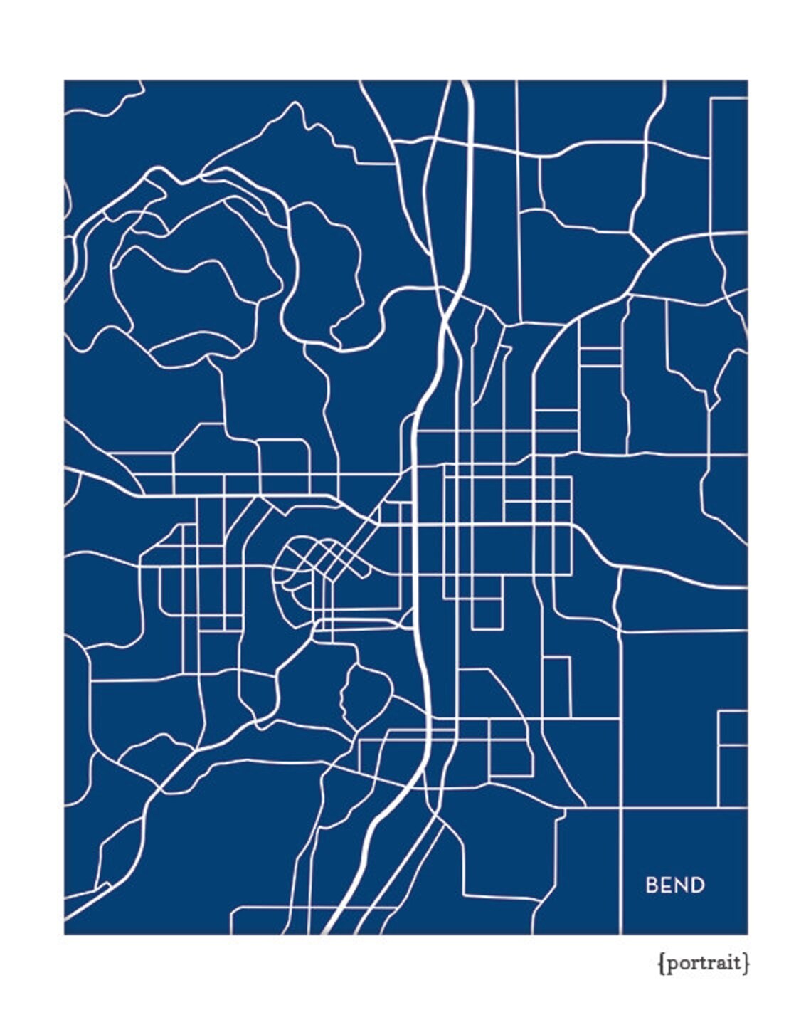 Bend OR City Line Art Map / Oregon Map Print Abstract Wall Art - Etsy