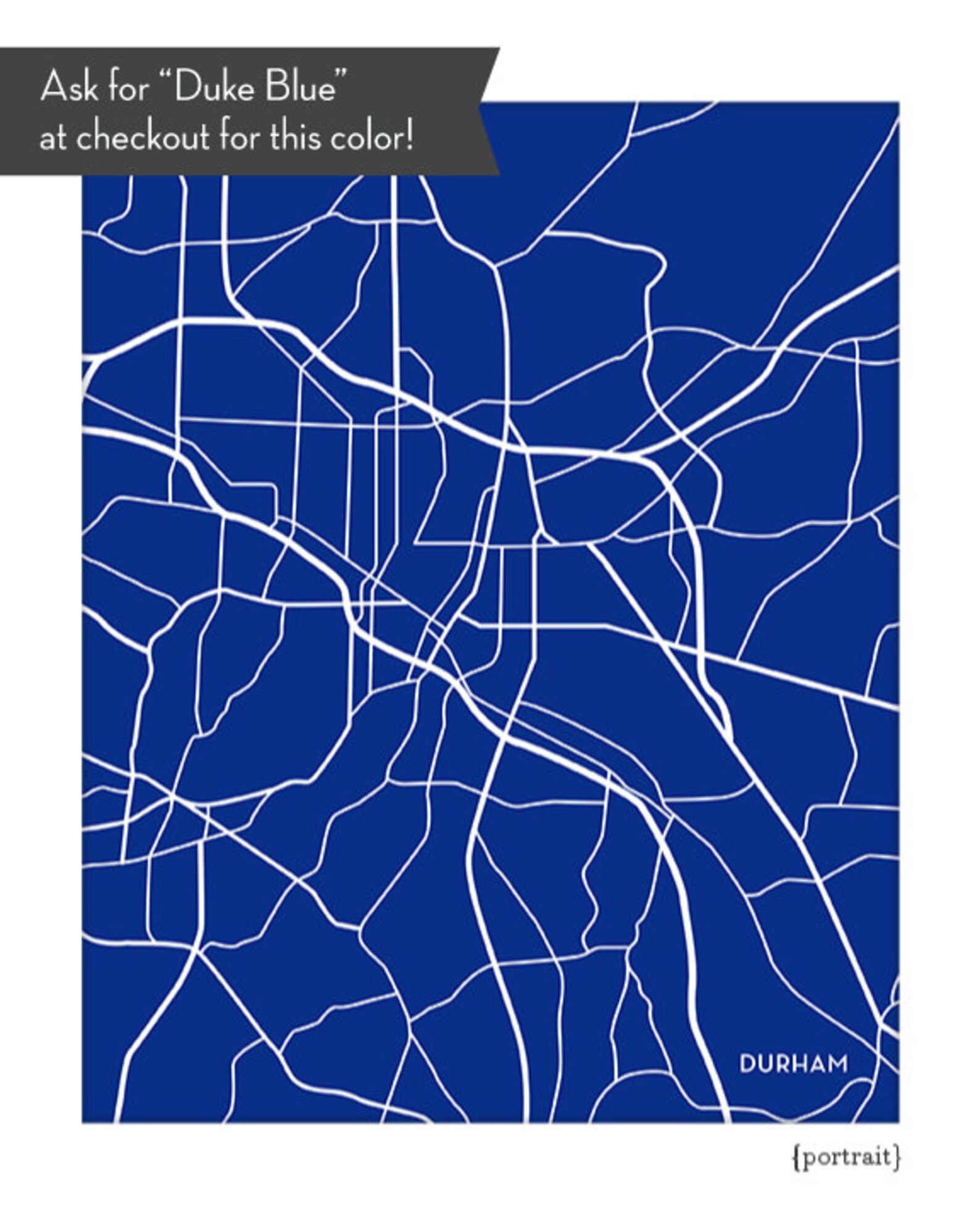 Durham Map Art City Print / 8x10 / Duke University Poster / - Etsy