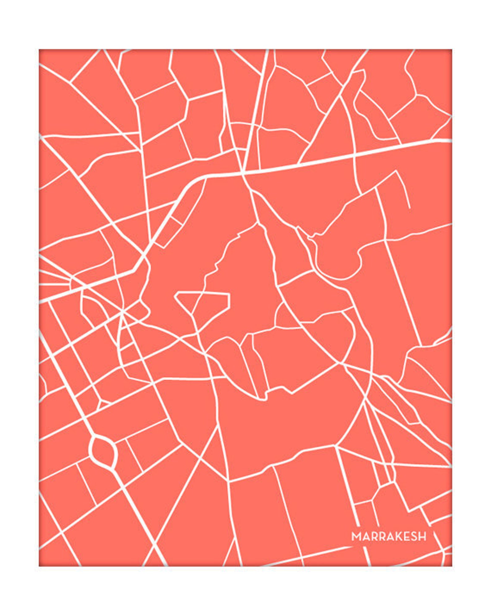 Marrakesh City Map Print / Marrakech Morocco Map Poster Wall Art / 8x10 ...