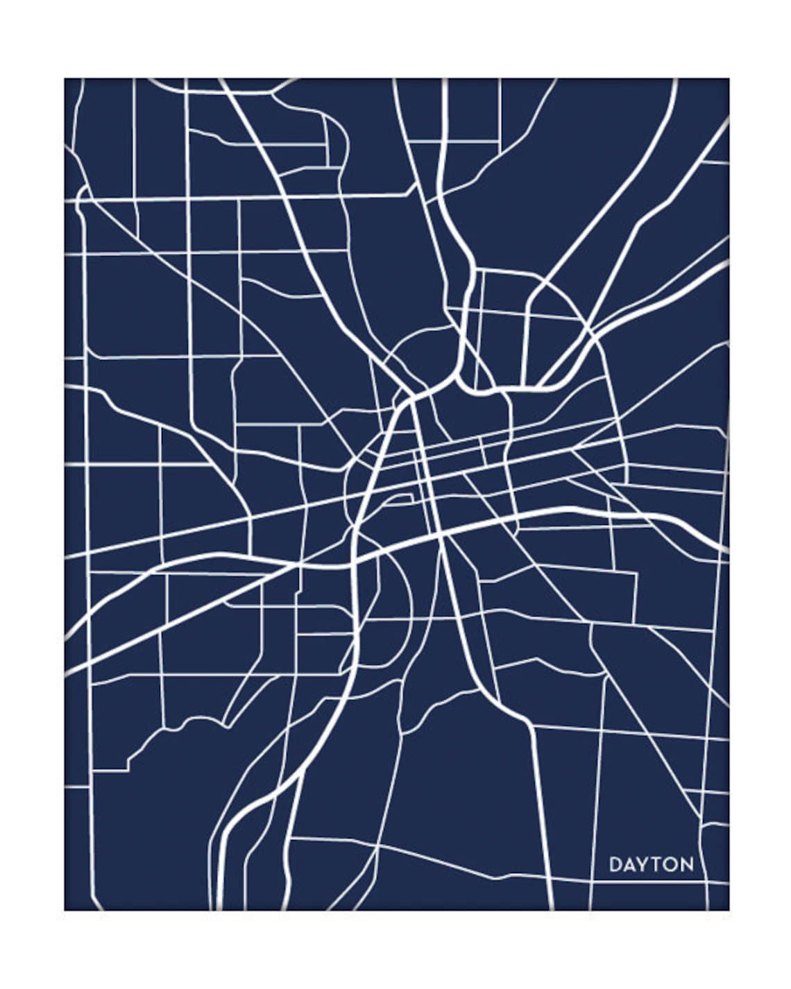Dayton Ohio Map Print Wall Art / University of Dayton Line Art - Etsy