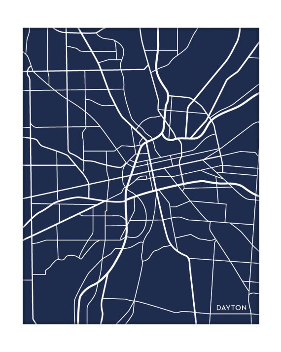 Dayton Ohio Map Print Wall Art / University of Dayton Line Art Dorm ...