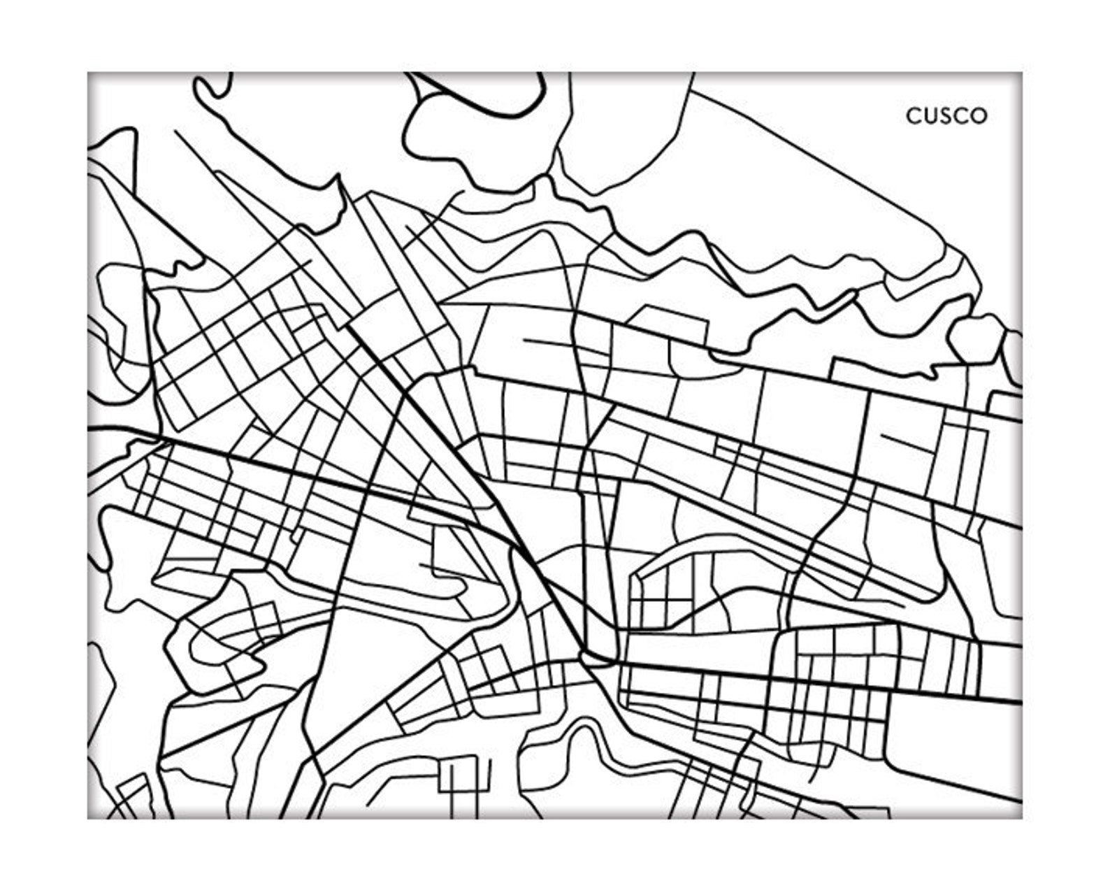 Cusco Map City Wall Art Print / Peru Artwork Modern Poster / - Etsy