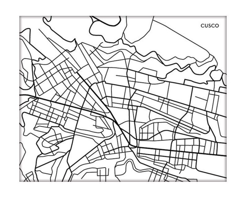 Cusco Map City Wall Art Print / Peru Artwork Modern Poster / - Etsy
