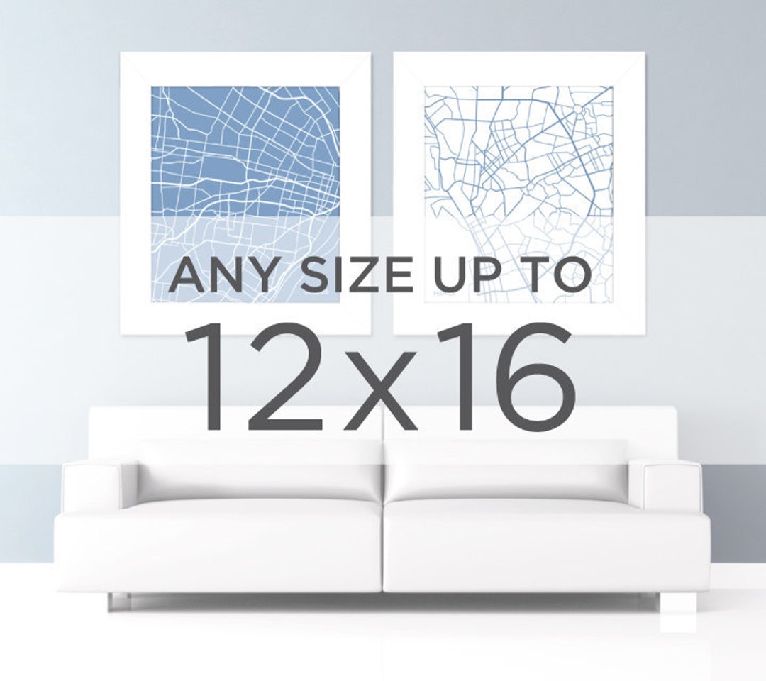 12x16 Map Art Print: Any City and Color in the Shop - Etsy