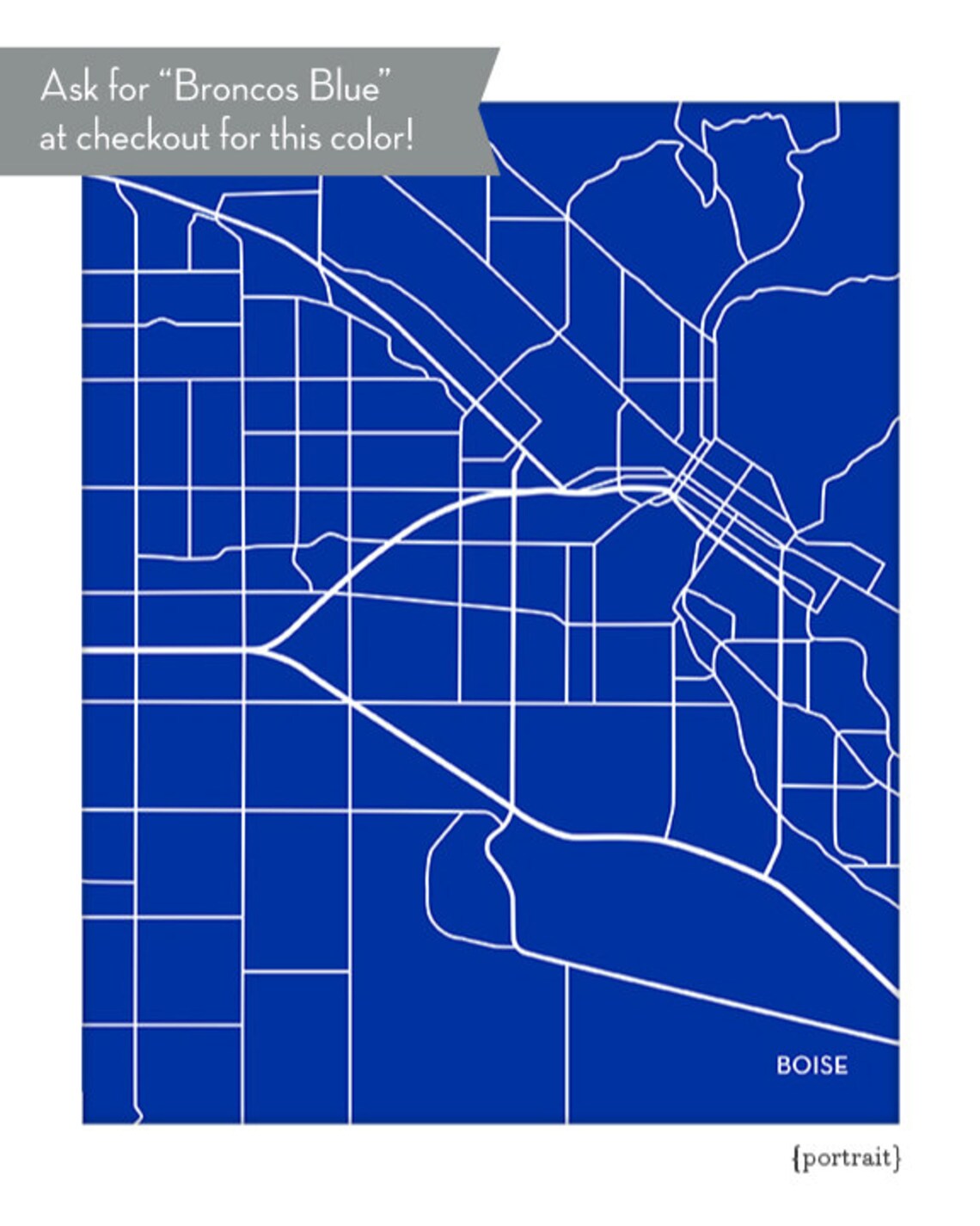 Boise City Map Wall Poster / Boise State University Idaho Dorm Decor ...
