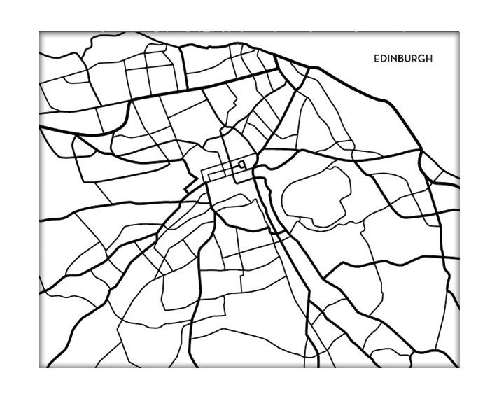 Edinburgh City Print Line Poster / Scotland UK Map Art Wall Hanging ...