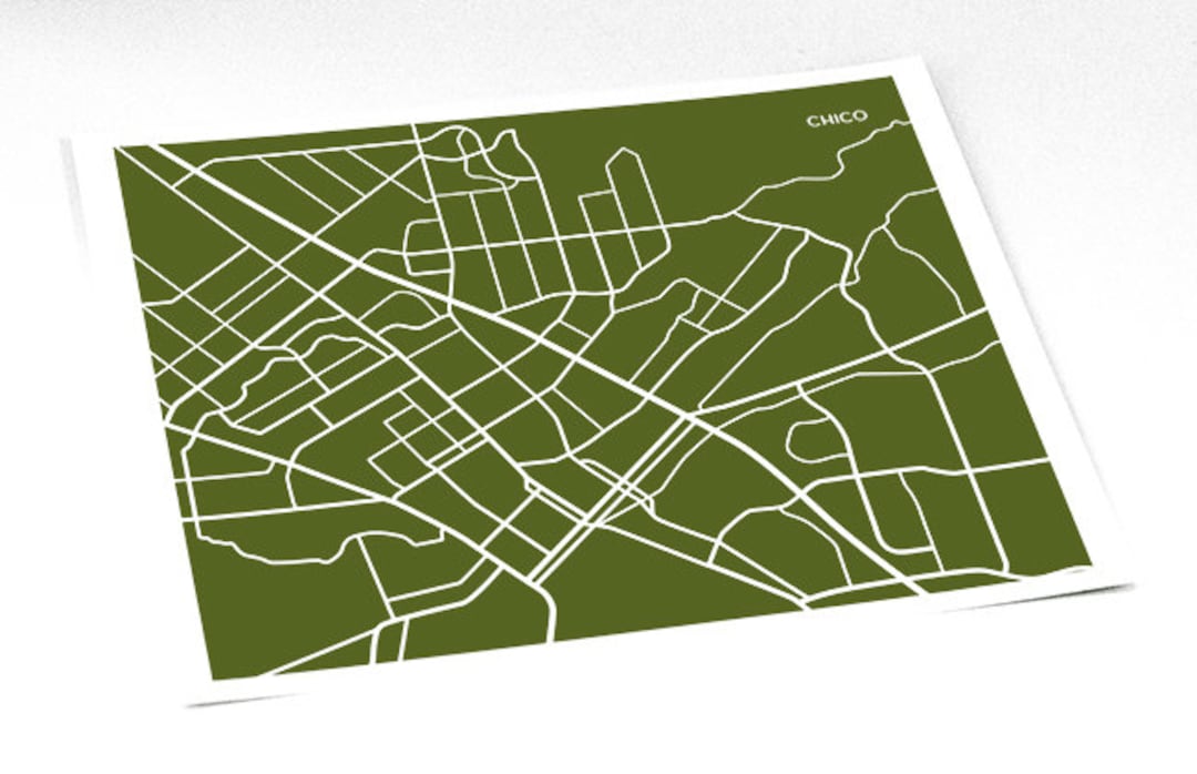 Chico Map Art City Print / California State University Poster Artwork ...
