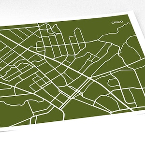 Chico Map Art City Print / California State University Poster Artwork ...