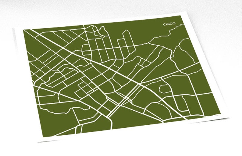 Chico Map Art City Print / California State University Poster Artwork ...