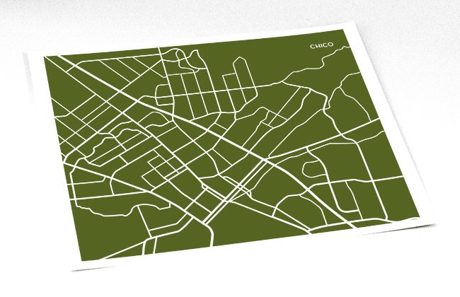 Chico Map Art City Print / California State University Poster Artwork ...