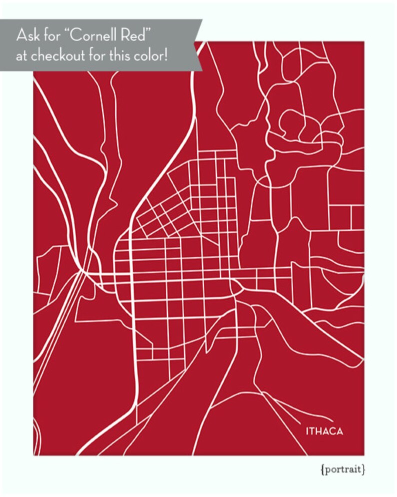 Ithaca, NY Digital Print Wall Art / Cornell University Grad Gift City ...
