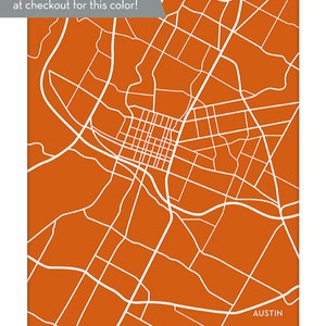 Austin Map Art City Print / University of Texas Wall Art / 8x10 ...