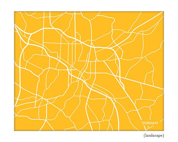 Durham Map Art City Print / 8x10 / Duke University Poster / - Etsy