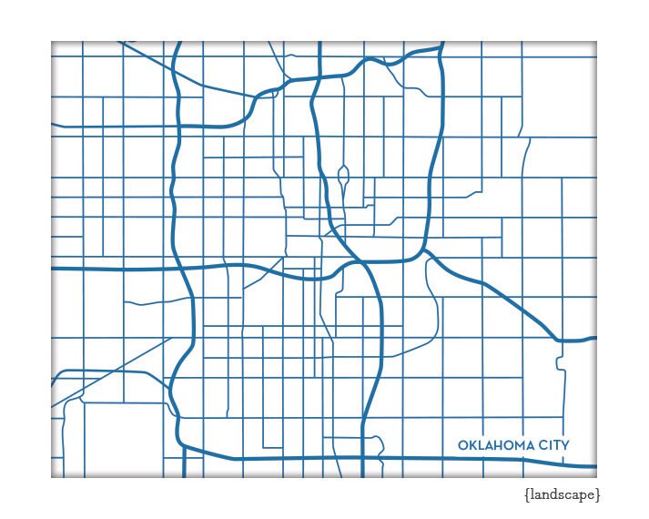 Oklahoma City Map Art / OKC Map Print Personalized Grad Gift / 8x10 ...