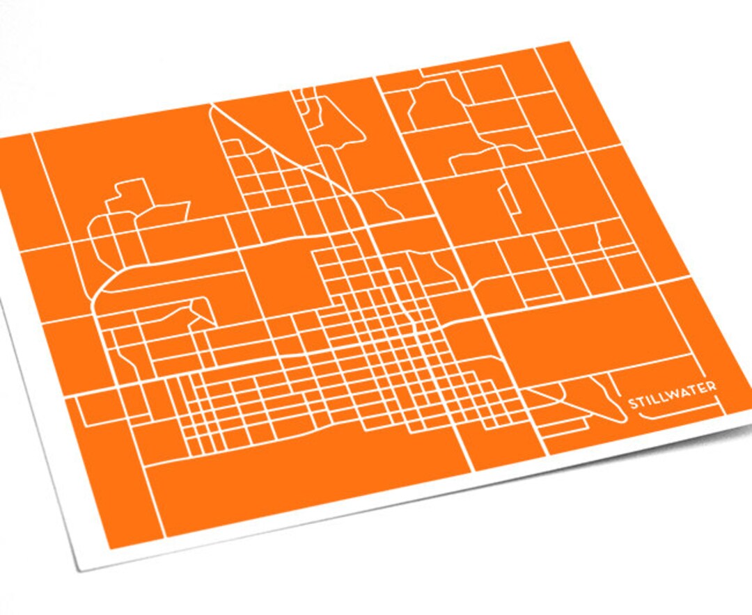 Stillwater OK City Line Art Map / Oklahoma Map Print OSU Wall Art ...
