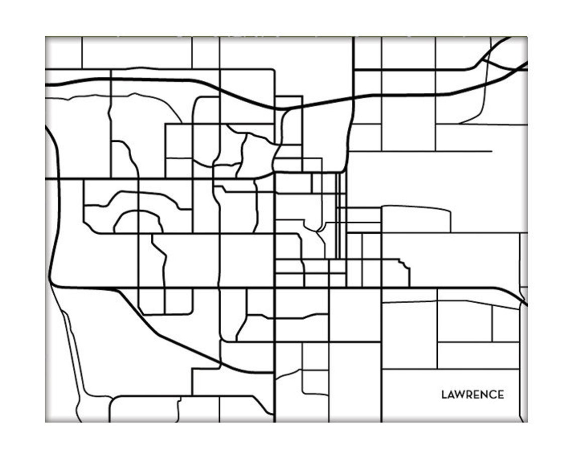 Lawrence, KS City Map Artwork / University of Kansas Poster Print ...