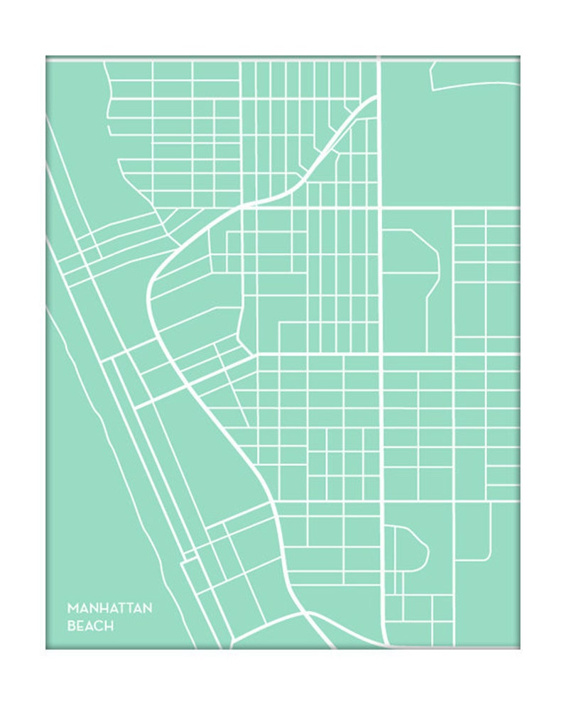 Manhattan Beach Map Print City Art / California LA Modern Line - Etsy