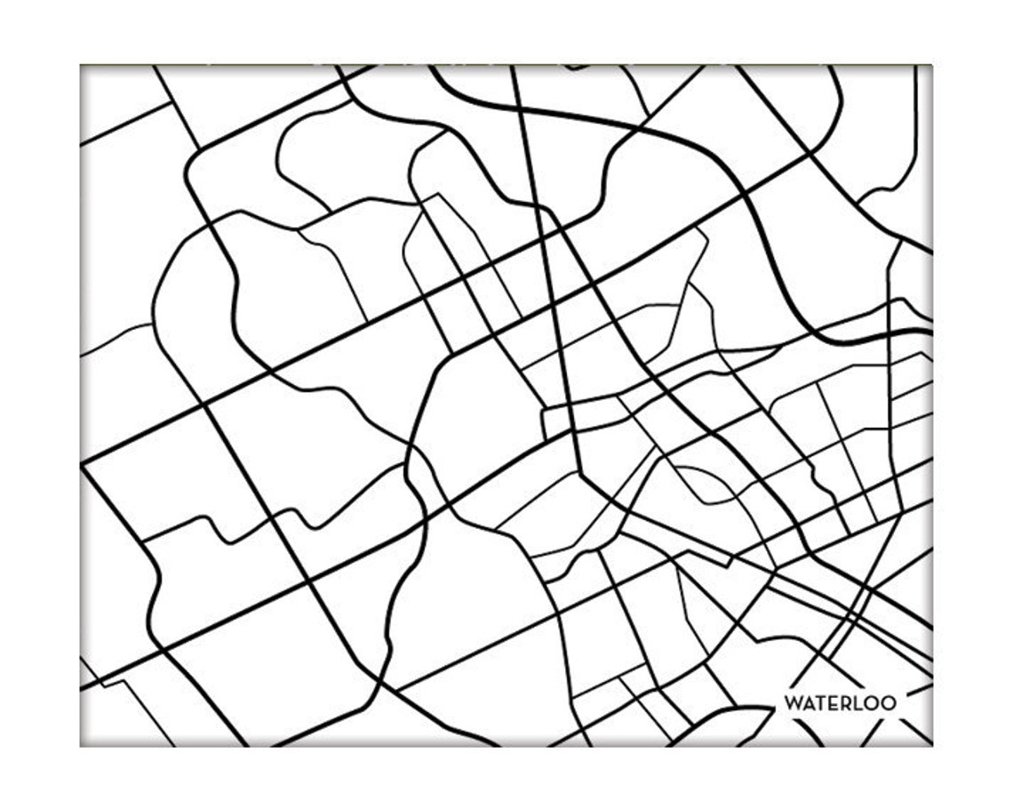 Waterloo City Map Art Print / Ontario Canada Line Map Poster / 8x10 ...