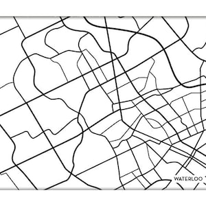 Waterloo City Map Art Print / Ontario Canada Line Map Poster / 8x10 ...