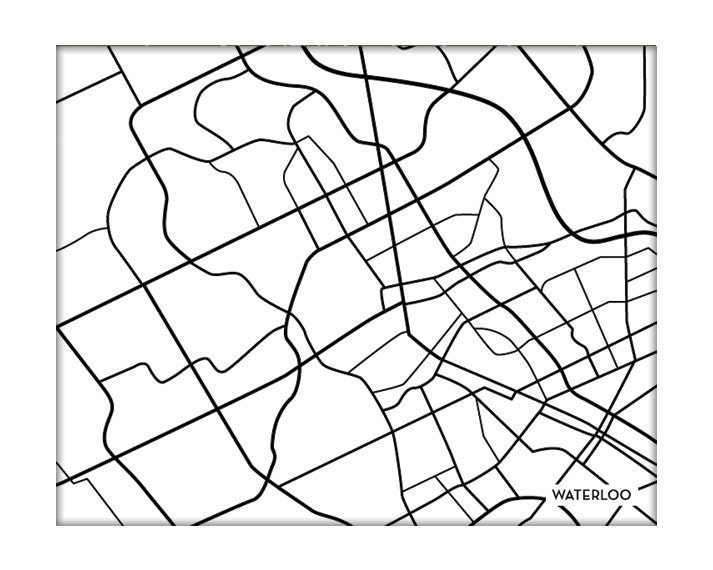 Waterloo City Map Art Print / Ontario Canada Line Map Poster / 8x10 ...