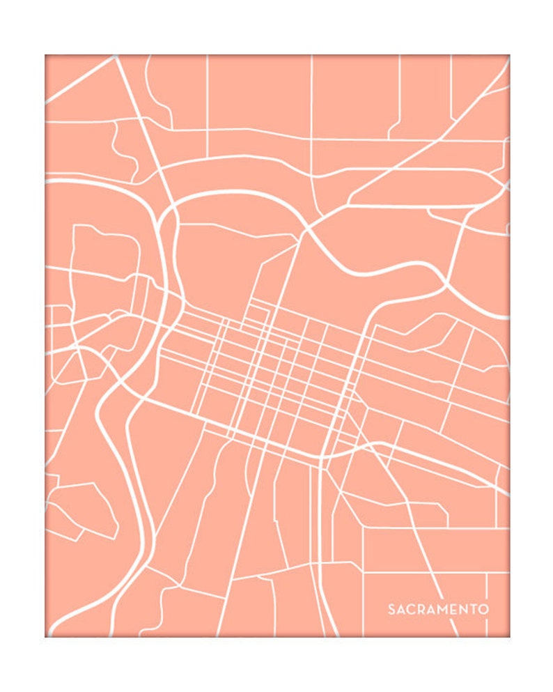 Sacramento Map Art Line Poster / California State University Dorm Decor ...