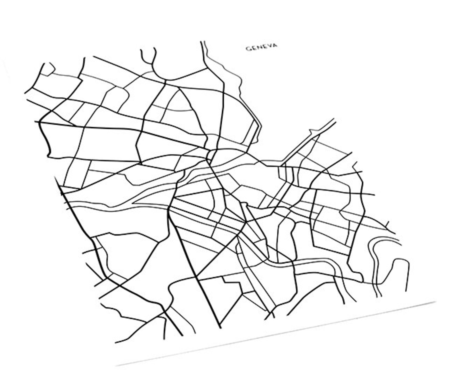 Geneva Map Art Line Drawing / Switzerland Wall Art Poster / 8x10 ...