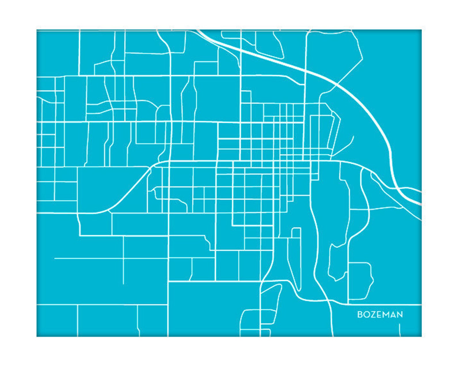 Bozeman City Map Art Print / Montana State University Grad Gift Dorm ...