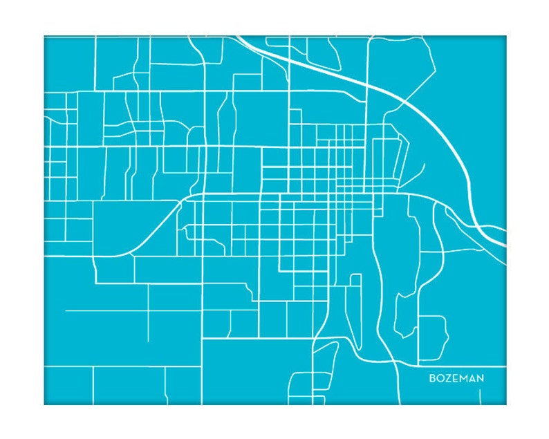 Bozeman City Map Art Print / Montana State University Grad Gift Dorm ...