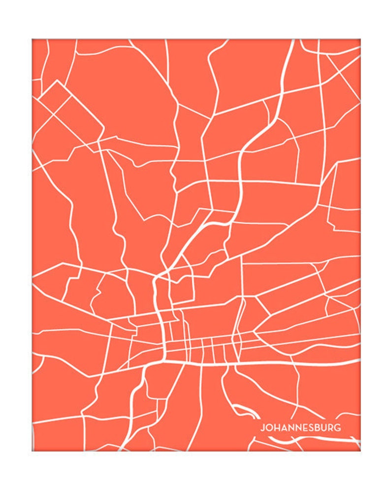 Johannesburg Line Art Map Print / South Africa City Map Wall Art 8x10 ...