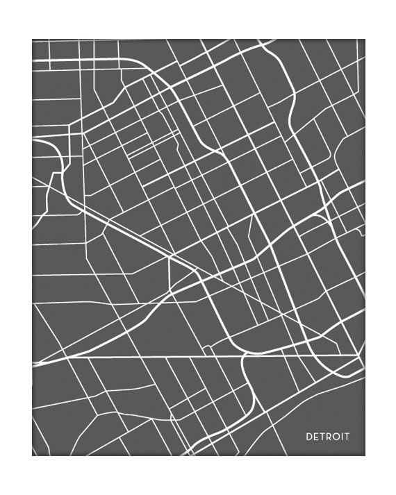 Detroit City Map Art Print / Choose Your City & Color / 8x10 / - Etsy