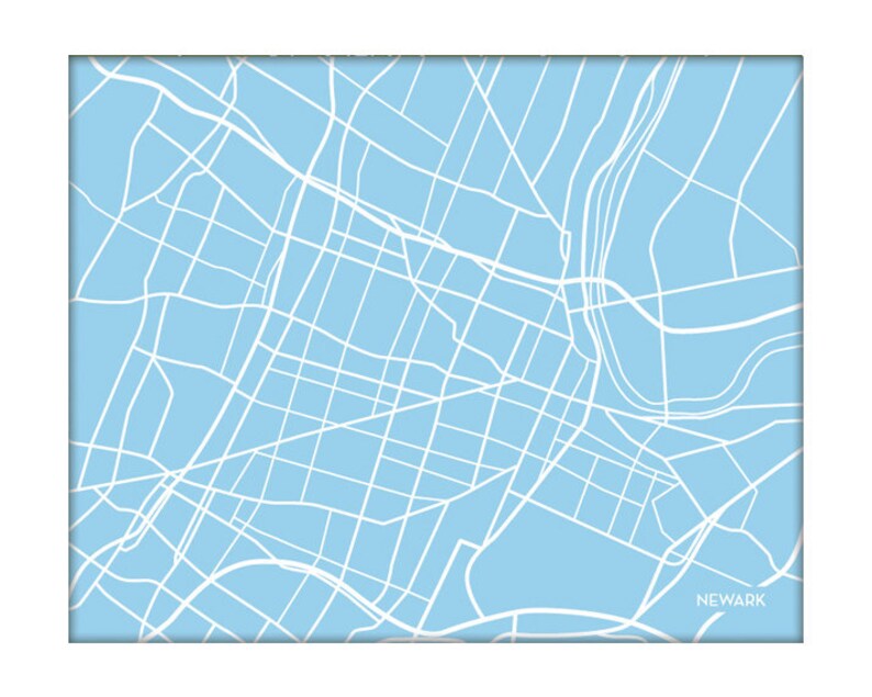 Newark City Map Art Print / New Jersey Line Map Wall Art / 8x10 Digital ...