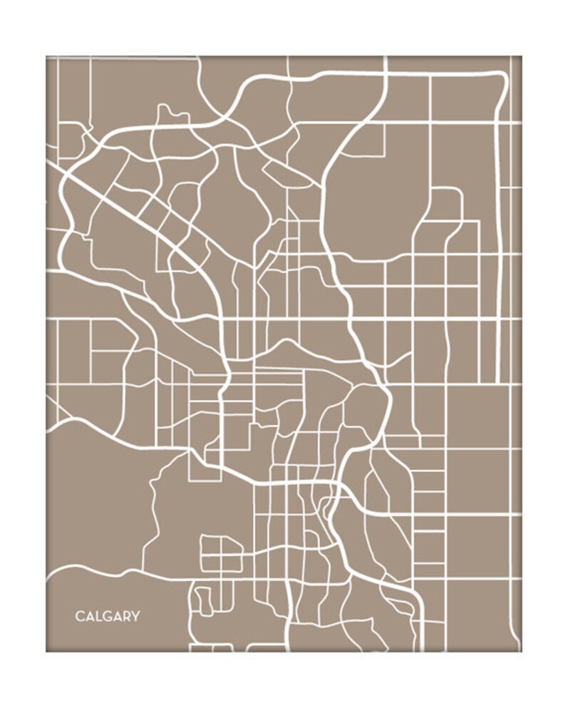 Calgary AB Map Art City Print / Canada Line Art Wall Decor / - Etsy