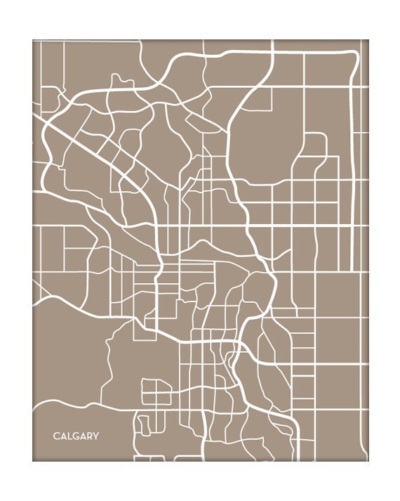 Calgary AB Map Art City Print / Canada Line Art Wall Decor / - Etsy