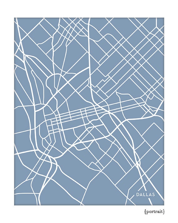 Dallas City Print Line Art / Texas Map Art Dallas Cowboys Poster Wall ...