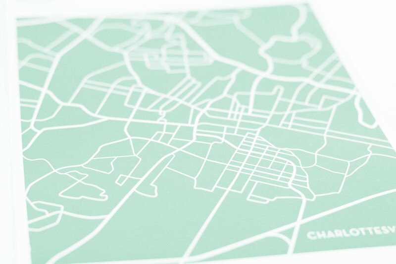 Charlottesville City Map Art Print / UVA University Wall Art Poster ...