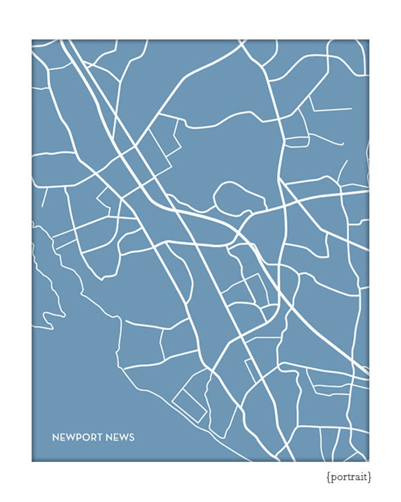 Newport News City Art Print / Virginia Map Print Wall Art Poster / 8x10 ...