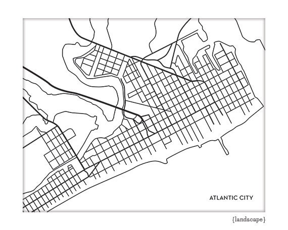 Atlantic City NJ Line Art Map / New Jersey Map Print Abstract - Etsy