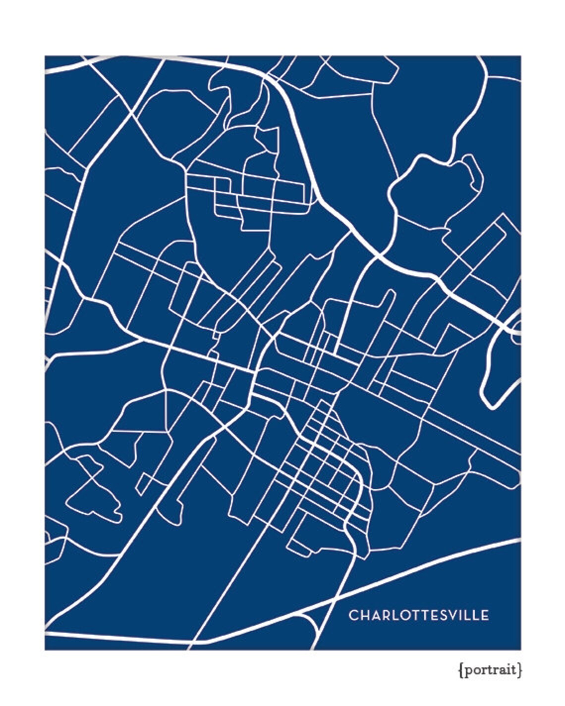 Charlottesville City Map Art Print / UVA University Wall Art Poster ...