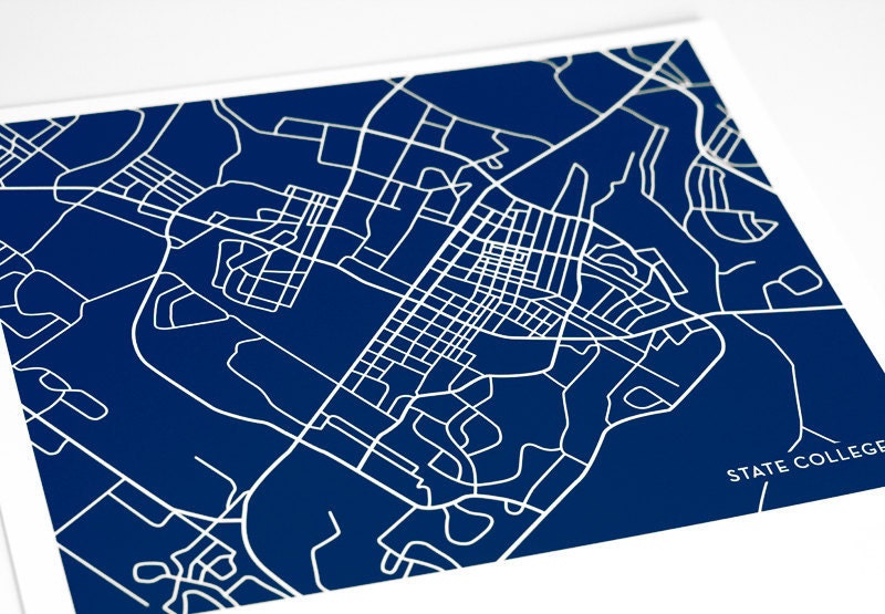 State College Map Art City Print Grad Gift / Penn State University Park ...