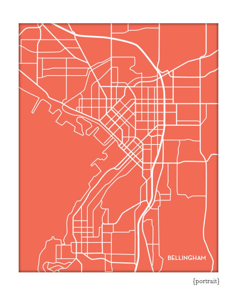 Bellingham City Map Art Print / Washington Wall Art Poster / 8x10 ...