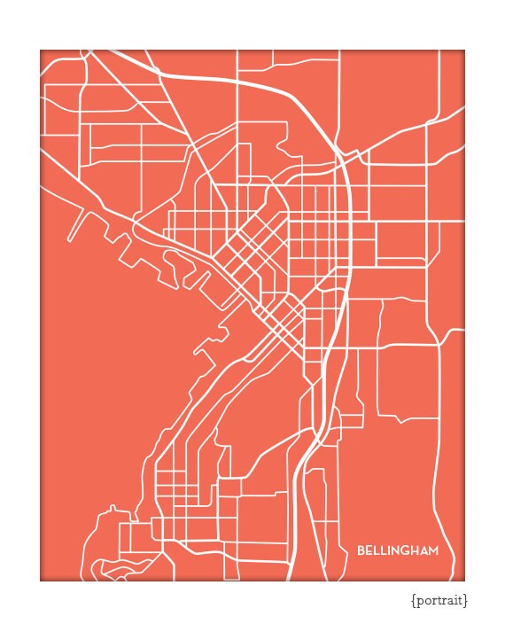Bellingham City Map Art Print / Washington Wall Art Poster / 8x10 ...