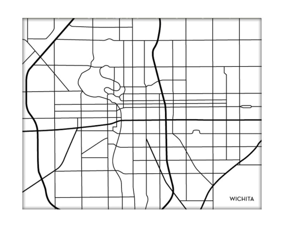 Wichita City Map Art Print / Kansas Art Wichita State University Grad ...
