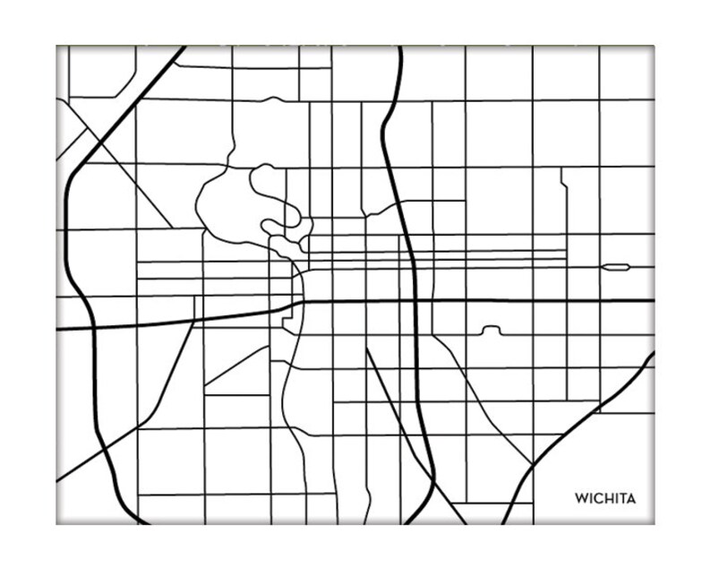 Wichita City Map Art Print / Kansas Art Wichita State University Grad ...