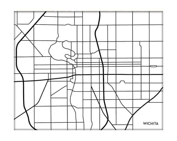 Wichita City Map Art Print / Kansas Art Wichita State University Grad ...