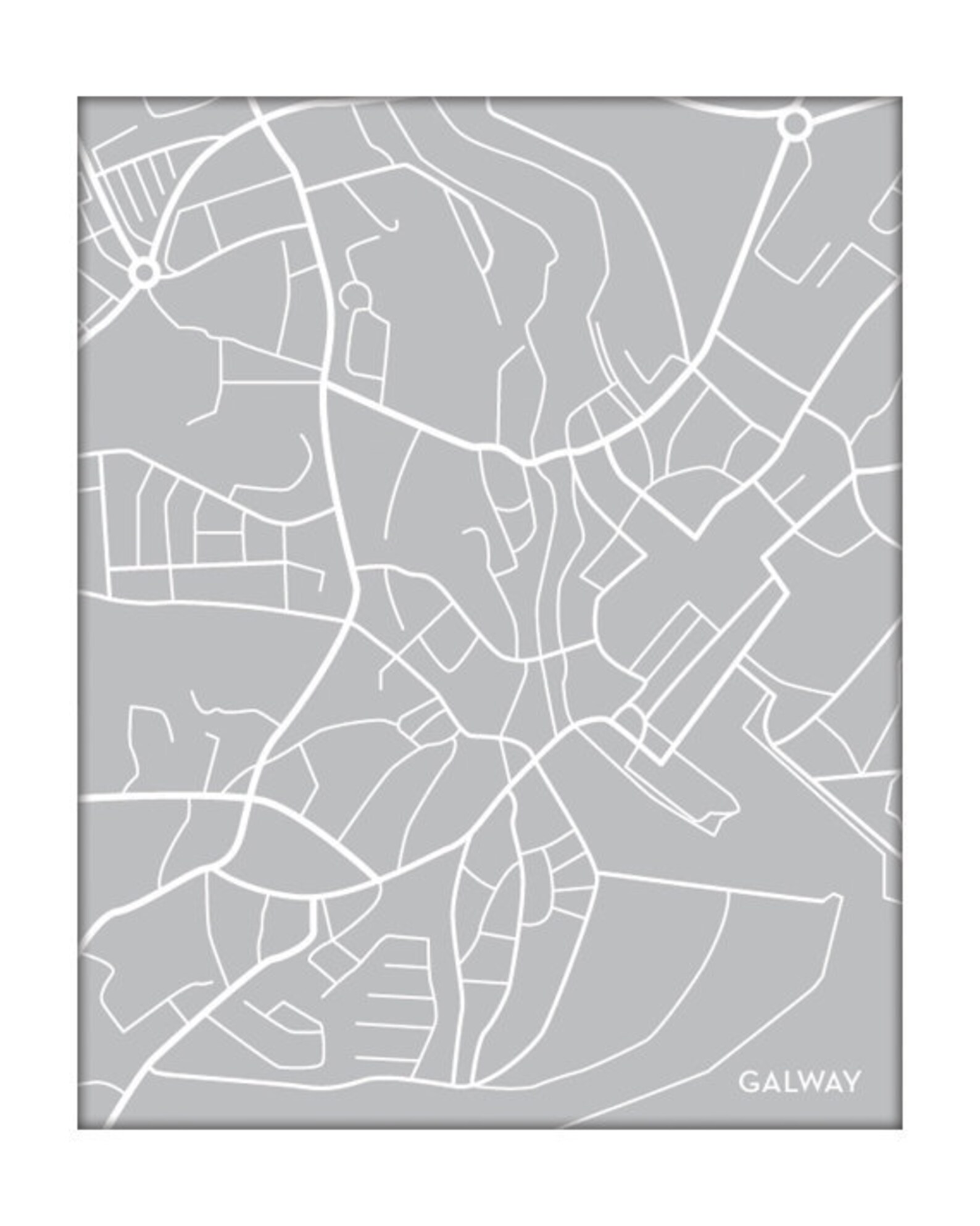 Galway City Map Art Print / Ireland Digital Print Wall Art / - Etsy