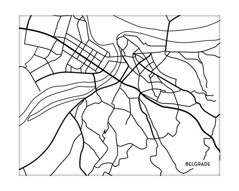 Belgrade City Map Art Print / Serbia Line Art Map / 8x10 Wall - Etsy UK