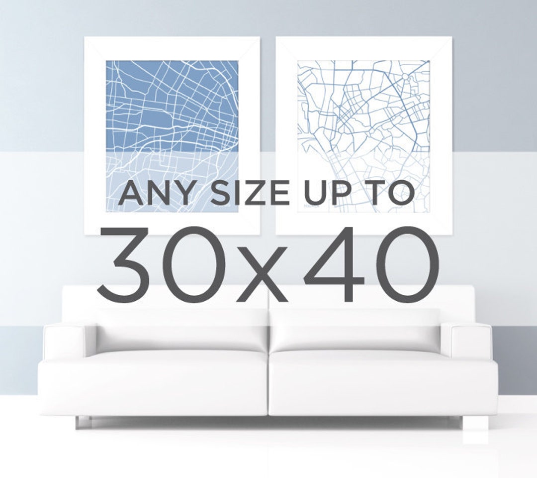 30x40 City Map Large Poster: Any City and Color - Etsy