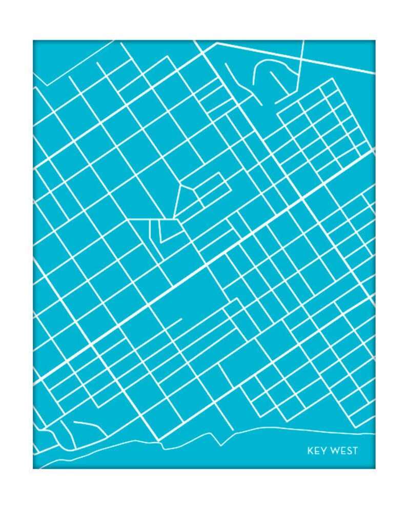 Key West Map Print City Art / Florida Keys Modern Line Art Poster ...